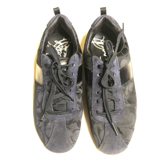 Coach | Shoes | Coach Hadley Navy Blue Suede And Canvas Signature C ...